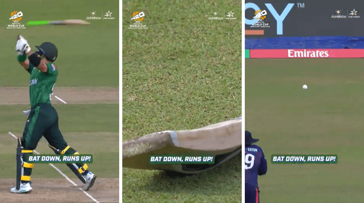 Watch: Bat travels the other way as Sahibzada Farhan mishits Namibia's ...