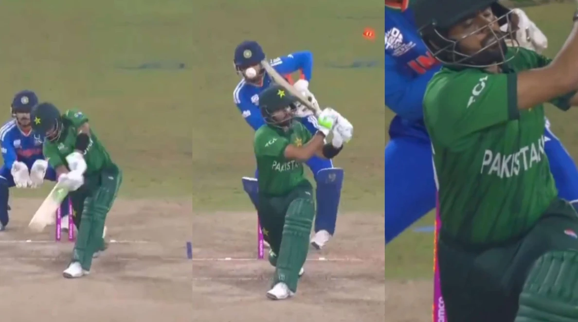 Watch: Worst Shot of the Night? Babar Azam’s Slog Ends in Disaster vs India